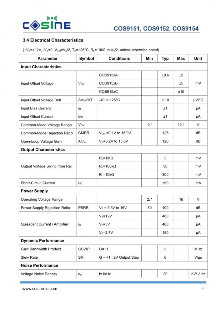 COS9152SRA datasheet page 4