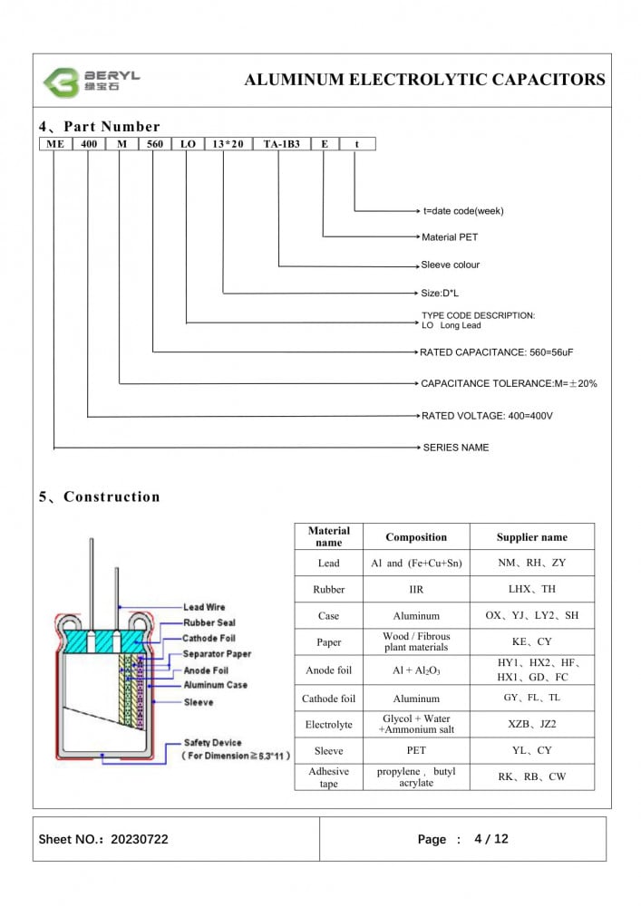 ME400M560LO13*20TA-1B3Et datasheet page 4