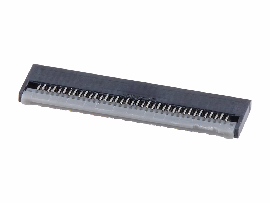 Easy-On Back Flip FPC Connector, 0.30mm Pitch, LA75 Series, Right-Angle, Surface Mount, Dual Contact Style, 0.75mm Height, 35 Circuits