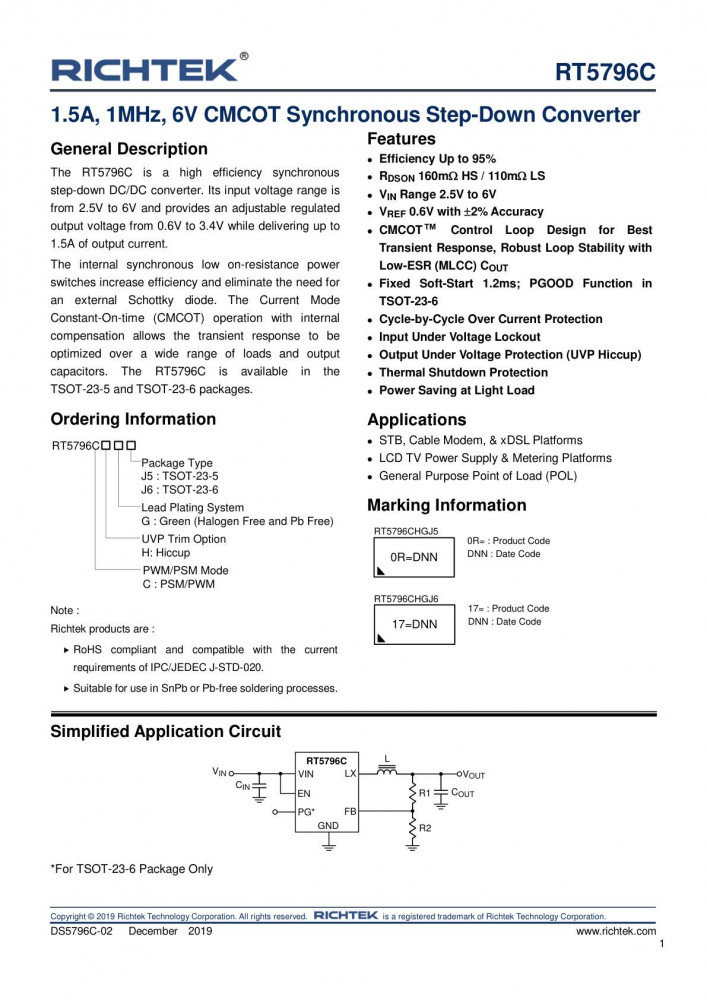 RT5796C datasheet page 1
