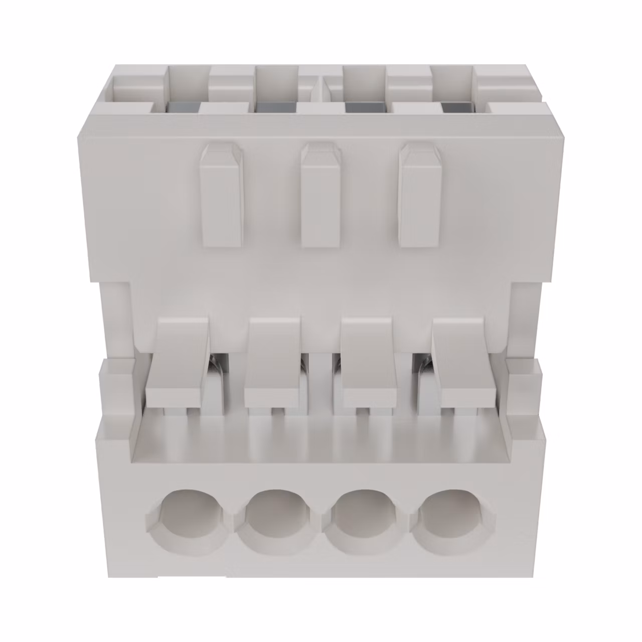 Appli-Mate RAST 2.5 IDT Connector, 2.50mm Pitch, Direct/Indirect, Female, Beaded Terminal, 4 Circuits, Position Keys A and E Removed, 1 Slotted and 1 Open Endwall, Polarizing Rib Between 2/3 for sale