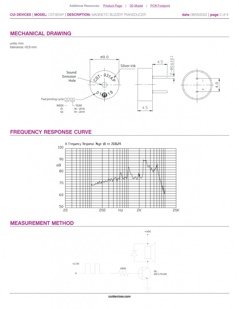 CST-931AP datasheet page 2