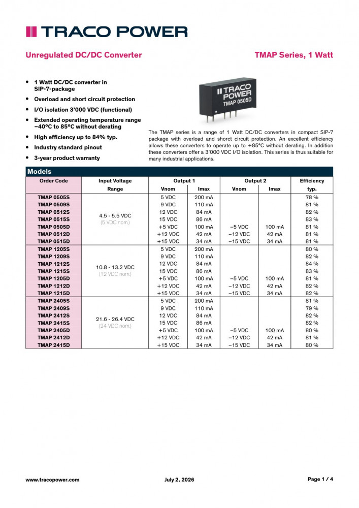 TMAP series datasheet page 1
