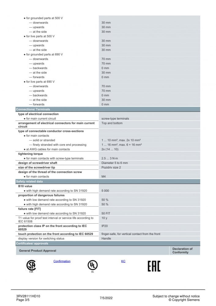 3RV28111HD10 technical document page 3