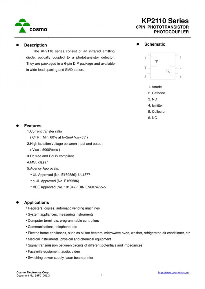 KP2110 datasheet page 1