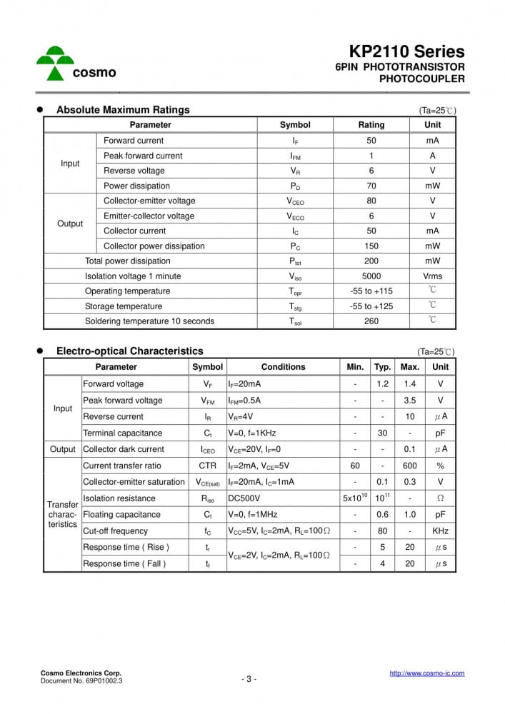 KP2110 datasheet page 3