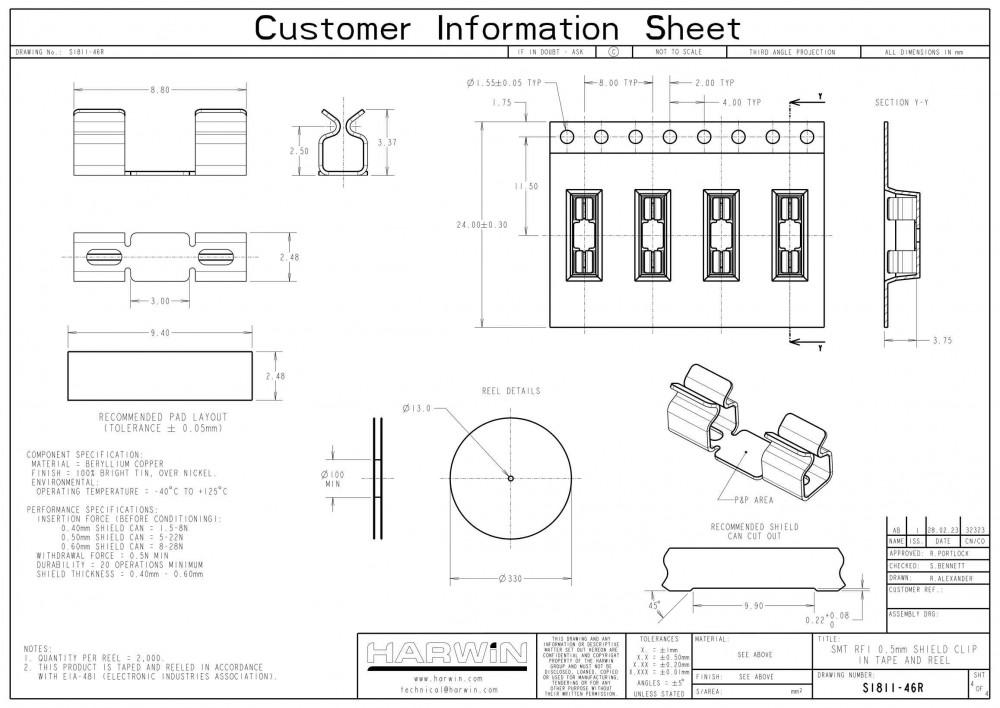 Harwin S1811-46R technical document preview