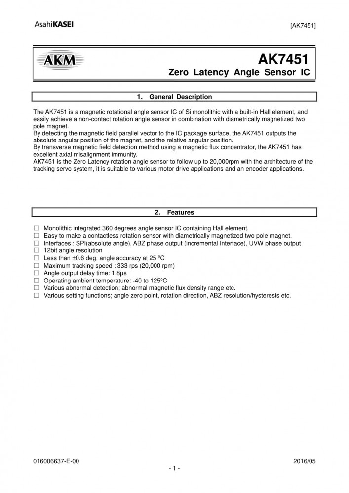 AK7451 datasheet page 1