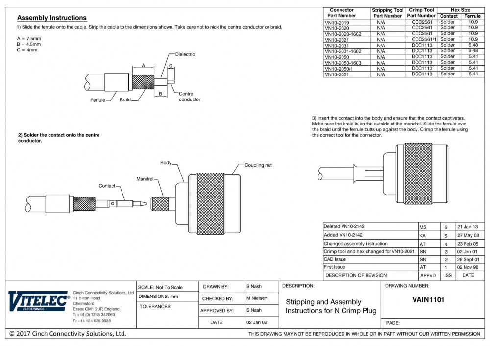 CINCH VN10-2020 N crimp plug assembly instruction