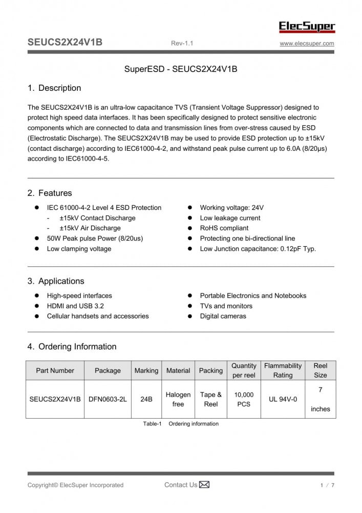 SEUCS2X24V1B datasheet page 1