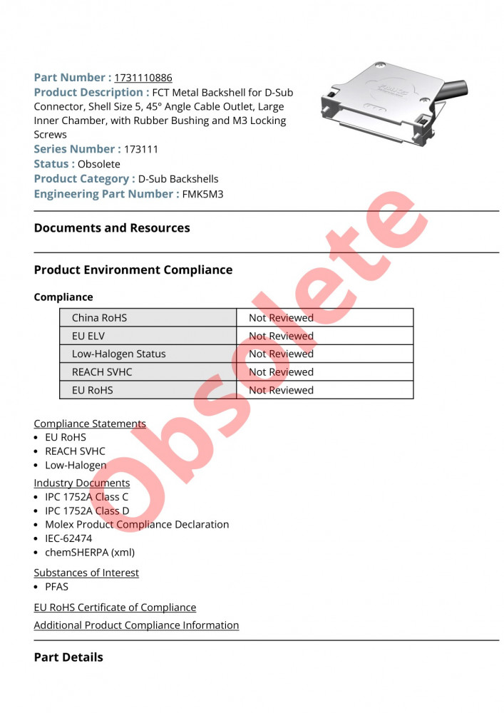 MOLEX 1731110886 technical document image, page 1