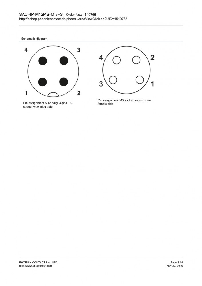 Phoenix Contact 1519765 dimensioned and circuit drawings