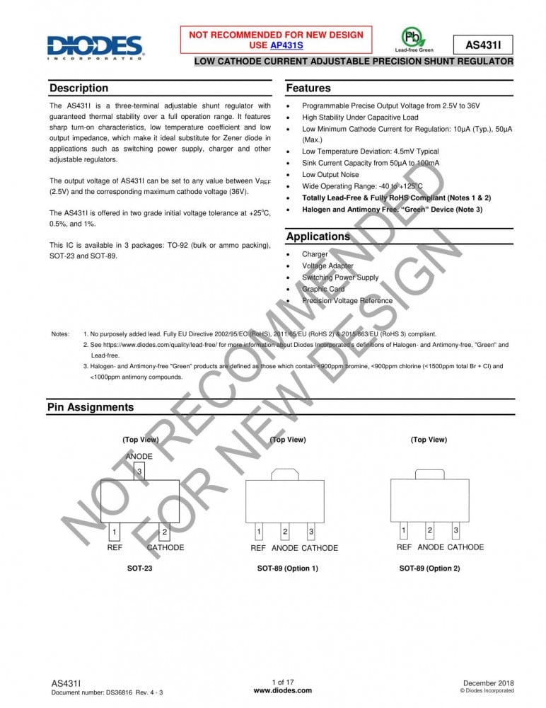 AS431I datasheet page 1