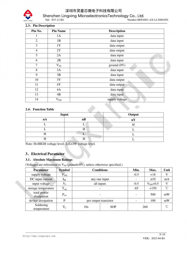 HEF4001BT(LX) datasheet page 5