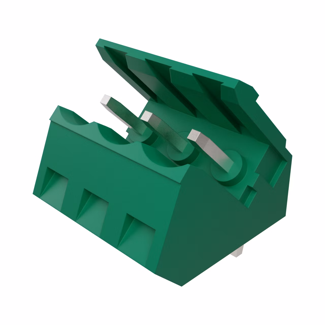 5.00mm Pitch Eurostyle 45° Angle PCB Header, Open Ends, 3 Circuits, Green for sale