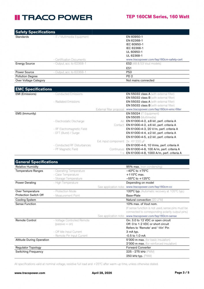 TEP 160CM technical document page 3
