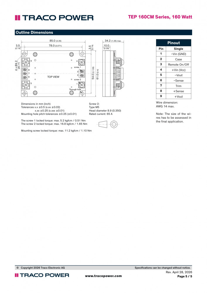 TEP 160CM technical document page 5