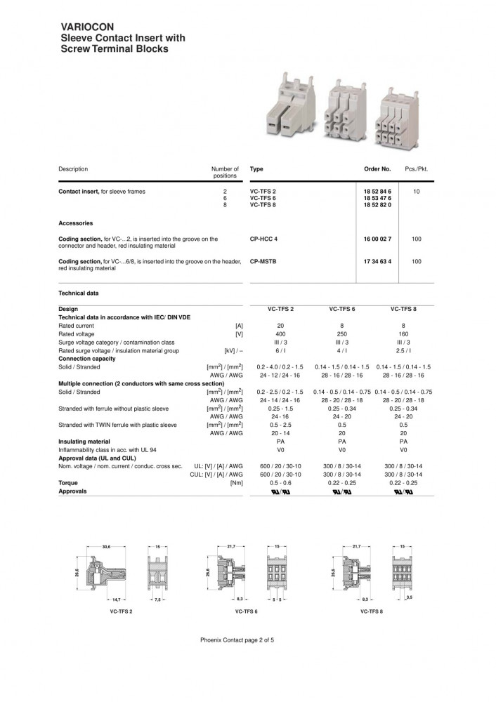Phoenix Contact VC-TFS technical document page 2