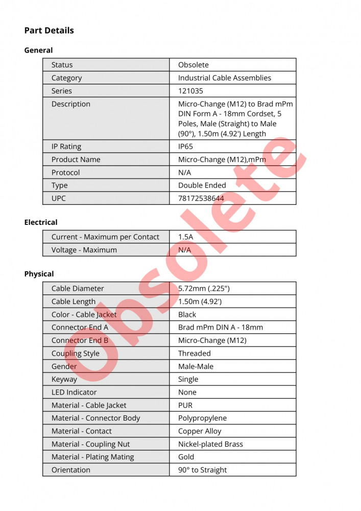 Molex E850 cordset technical document page 2