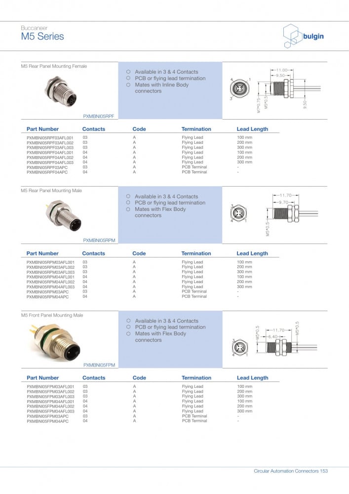 Bulgin M5 connector documentation page 2