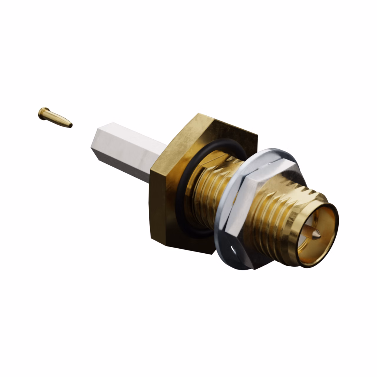 SMA Jack, Reverse Polarity, Straight, Bulkhead, Crimp, RG-316 Cable, Brass Body, Gold (Au) Plated, 50 Ohms for sale
