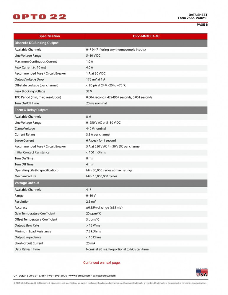 GRV-MM1001-10 datasheet page 8