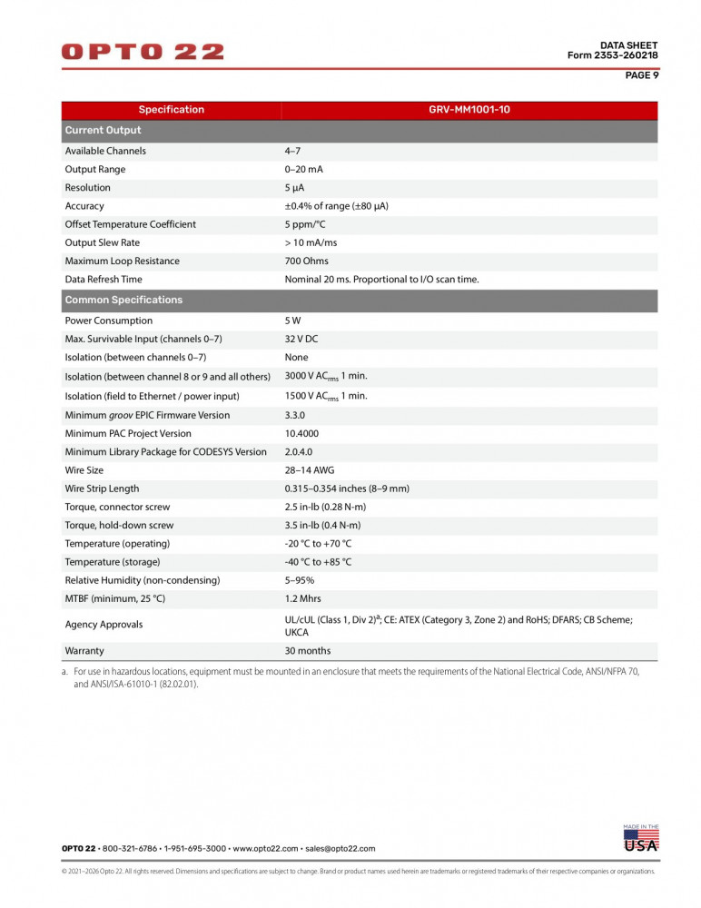 GRV-MM1001-10 datasheet page 9