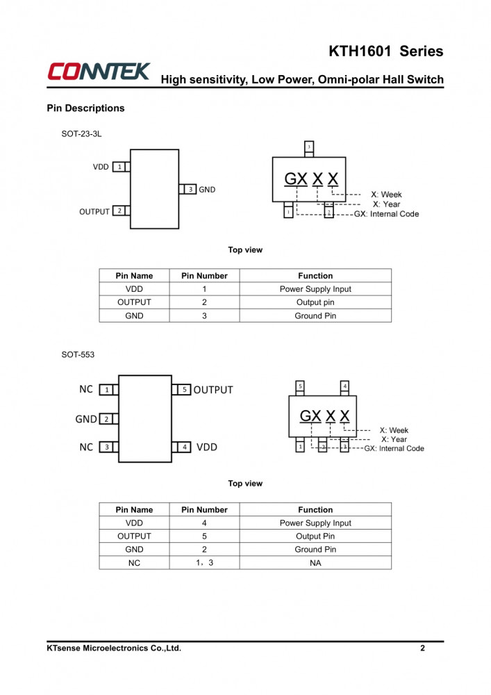 KTH1601 datasheet page 2
