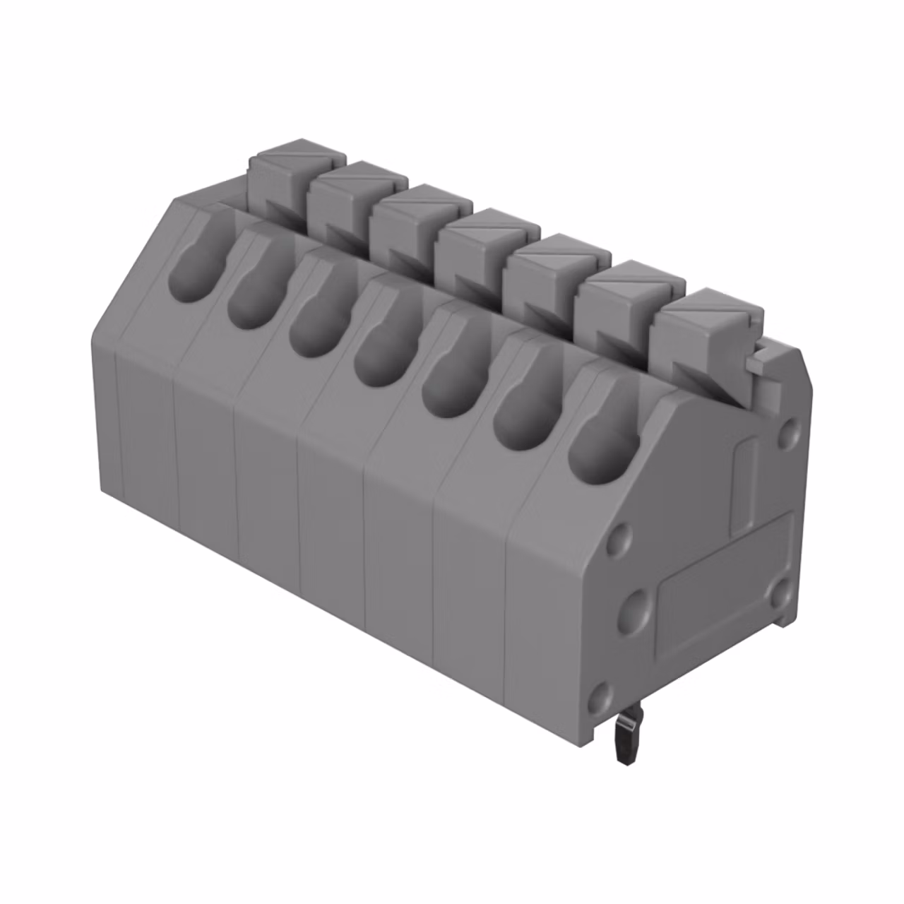 3.50mm Pitch, Eurostyle Fixed-Mount Push-Button Terminal Block, 45° Modular, 5A, 20-16 AWG, Light Gray, 7 Circuits for sale