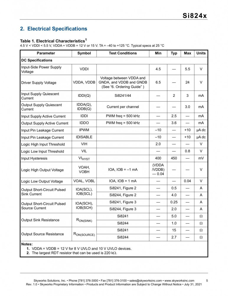 SI8244 technical document page 5