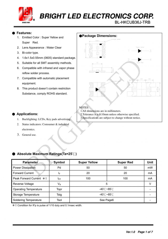 BL-HKCUB36J-TRB datasheet page 2