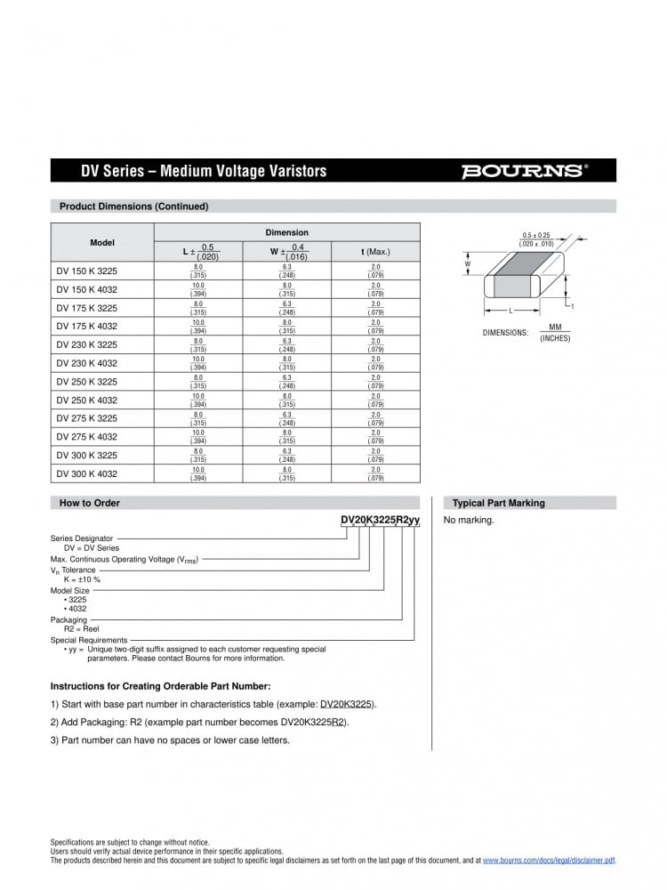 BOURNS DV Series datasheet page 4