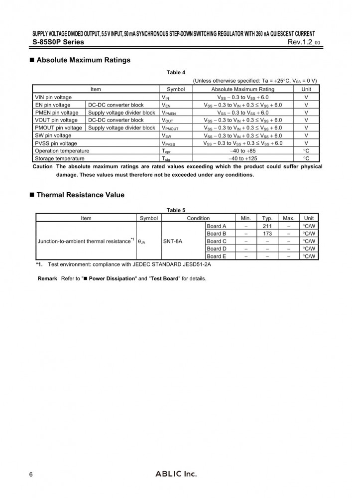 S-85S0P datasheet page 6