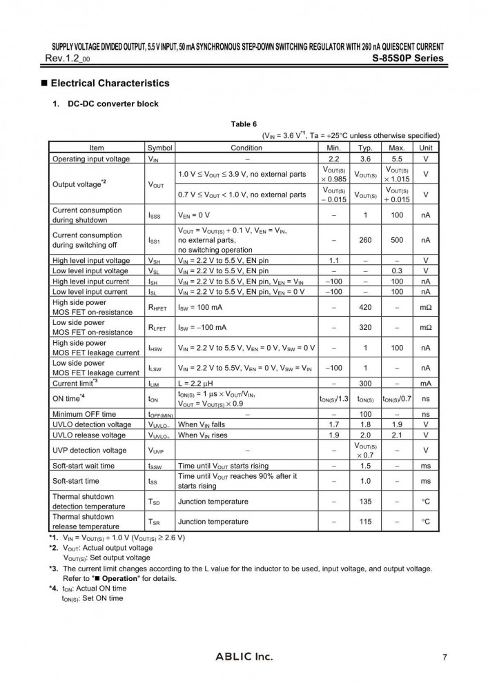 S-85S0P datasheet page 7