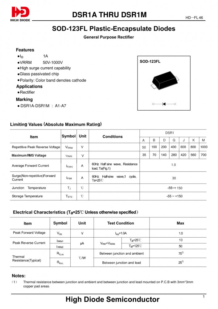 DSR1M datasheet page 1