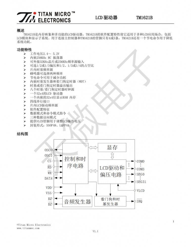 TM1621B datasheet page 1