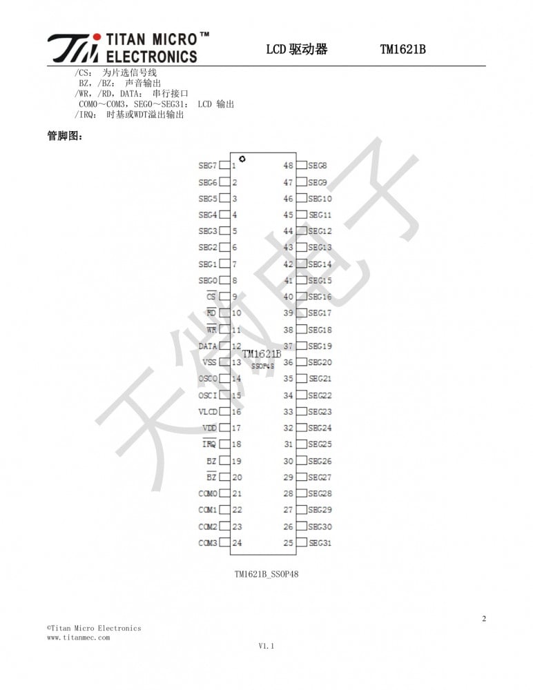 TM1621B datasheet page 2