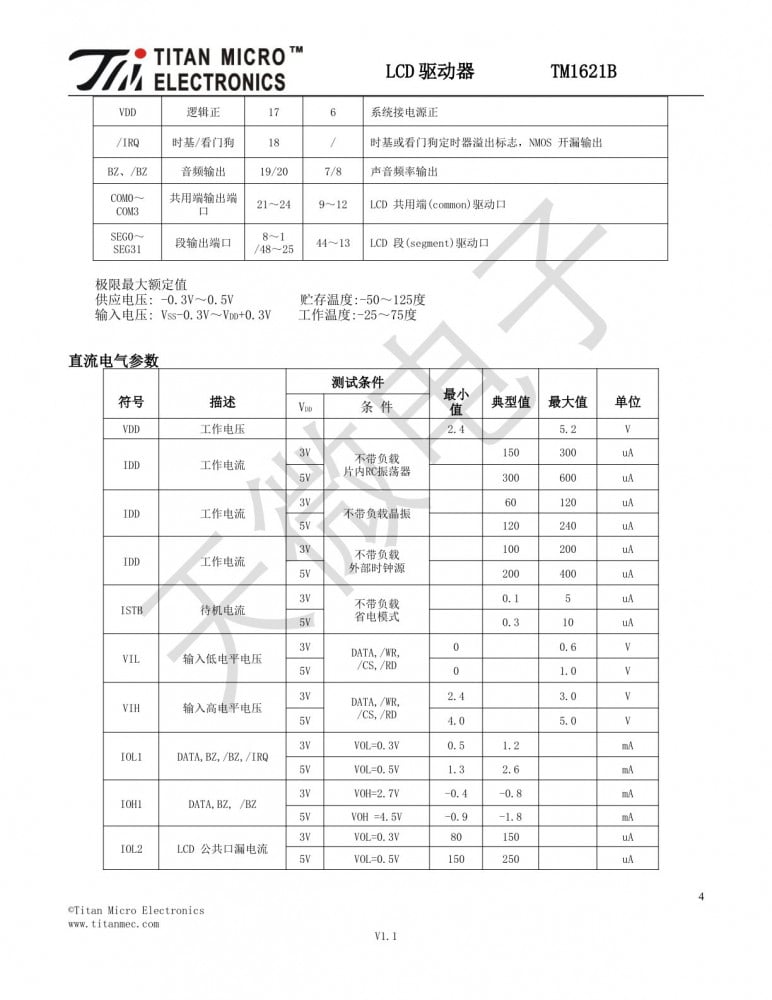TM1621B datasheet page 4
