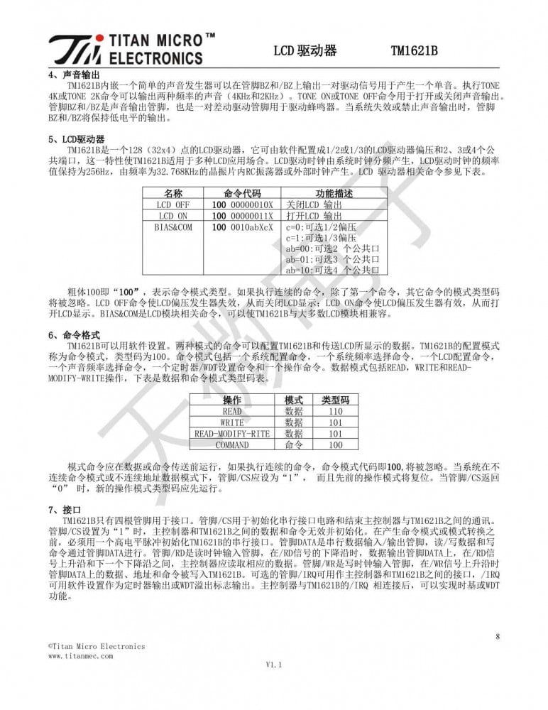 TM1621B datasheet page 8