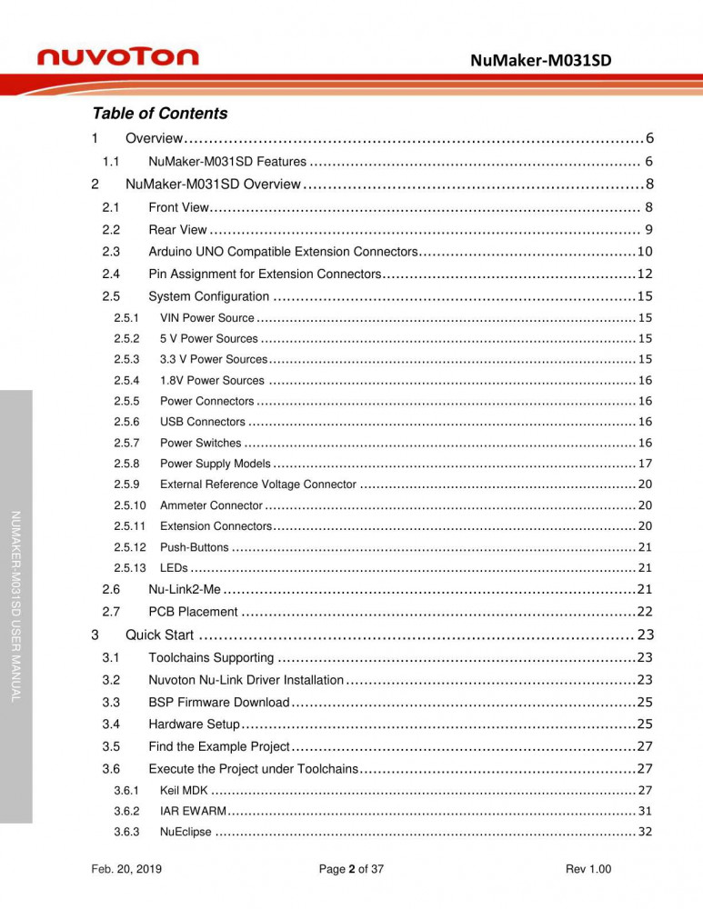 NuMaker-M031SD manual page 2