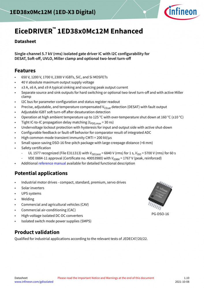 Datasheet page 1