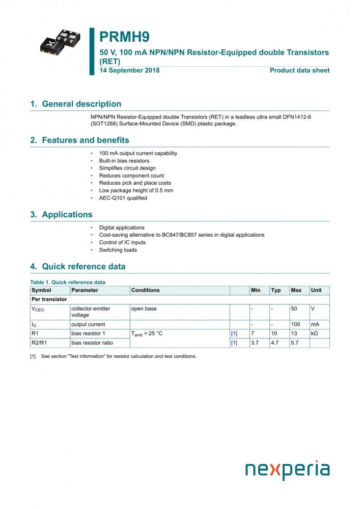 PRMH9Z datasheet page 1