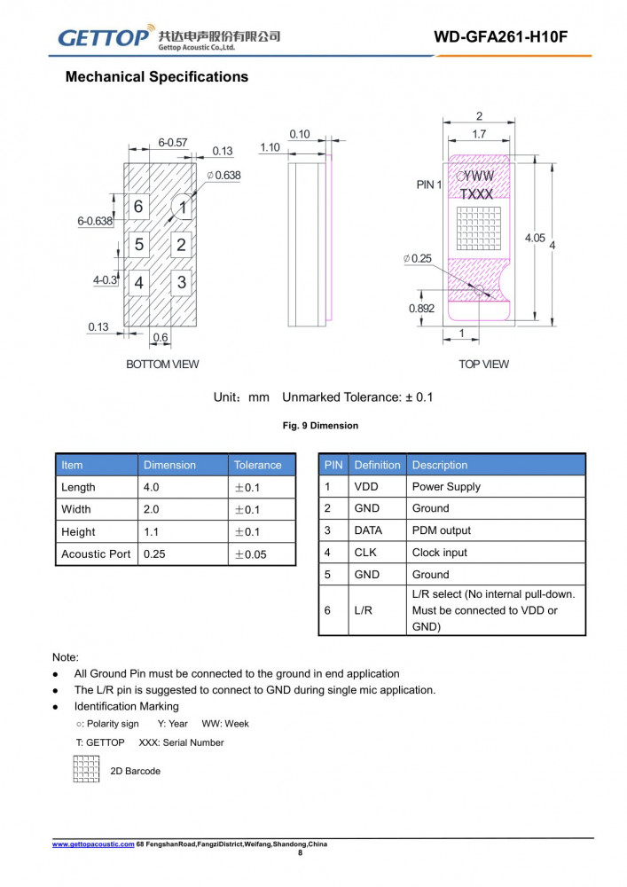 WD-GFA261-H10F datasheet page 8