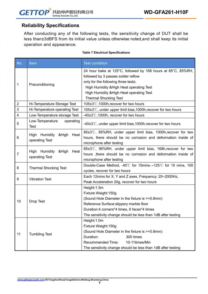 WD-GFA261-H10F datasheet page 9