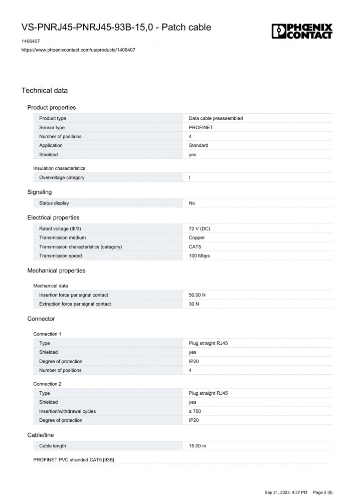 Phoenix Contact 1406407 product documentation page 2