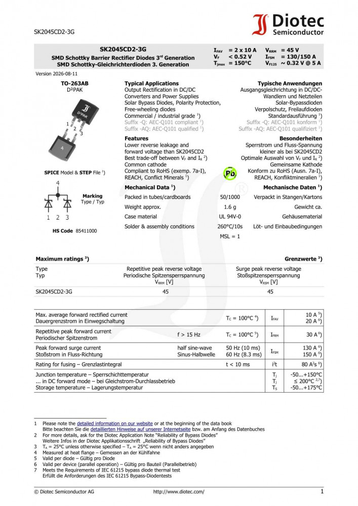 SK2045CD2-3G datasheet page 1