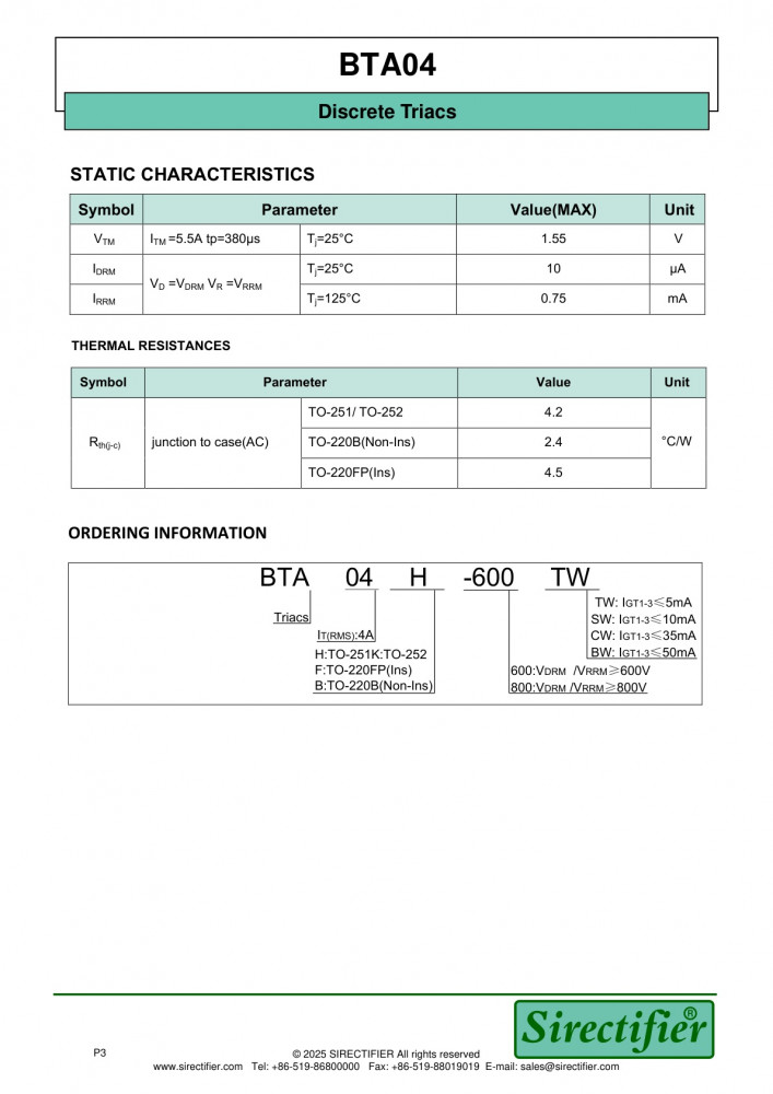 BTA04 datasheet page 3
