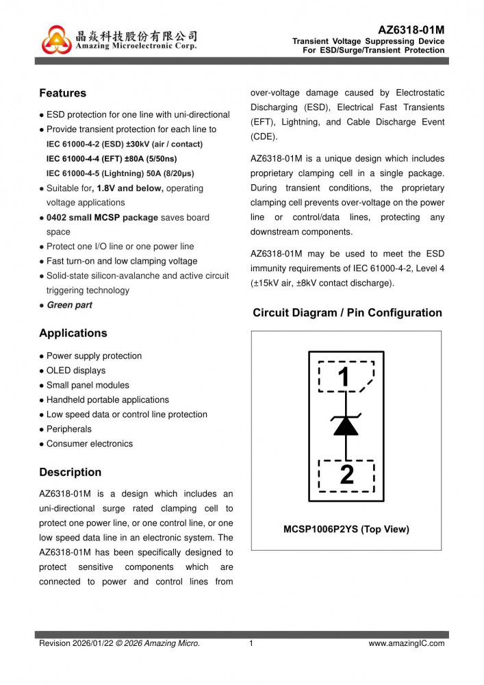 AZ6318-01M datasheet page 1