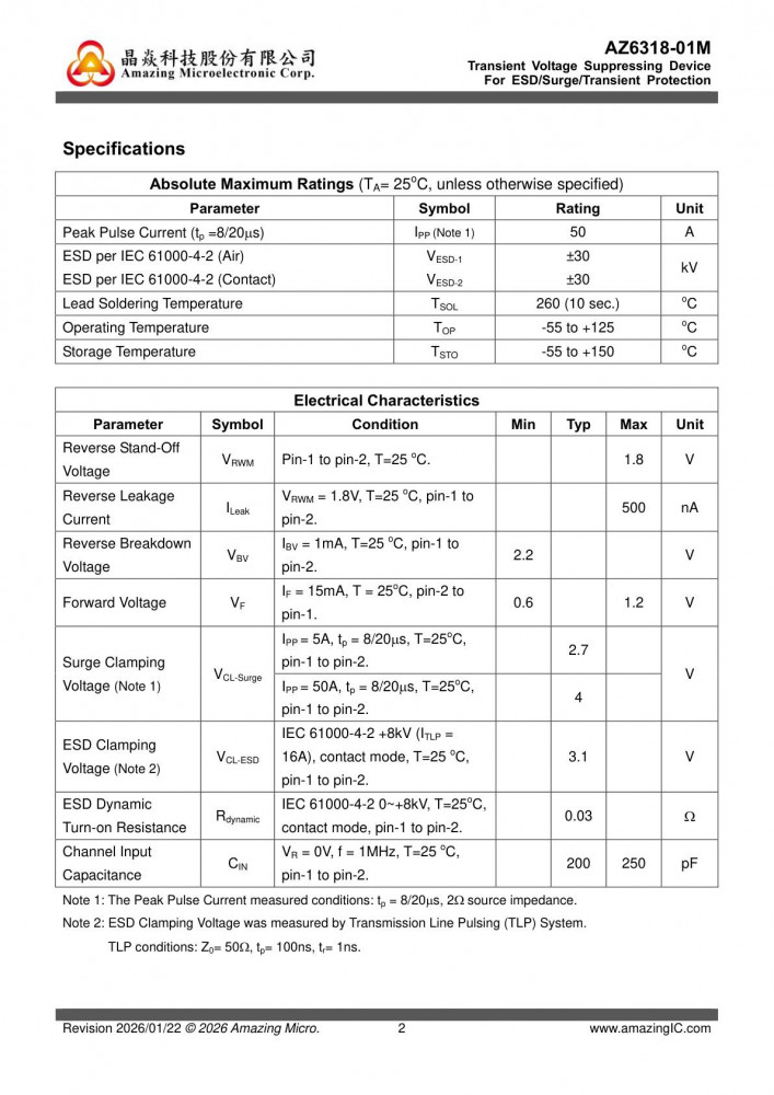 AZ6318-01M datasheet page 2
