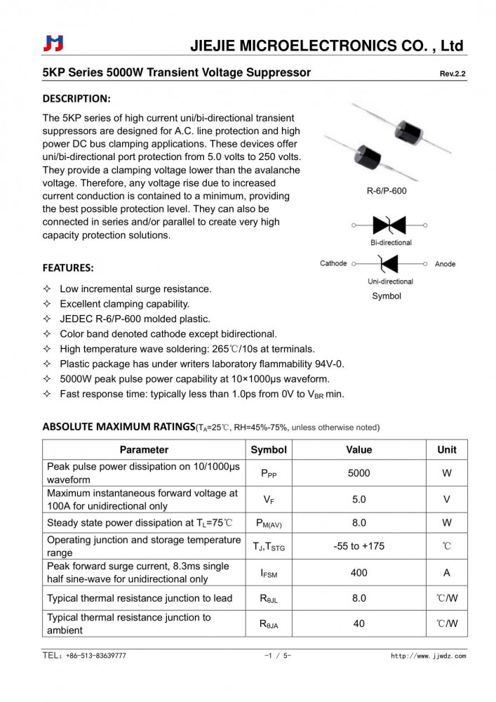 5KP series datasheet page 1